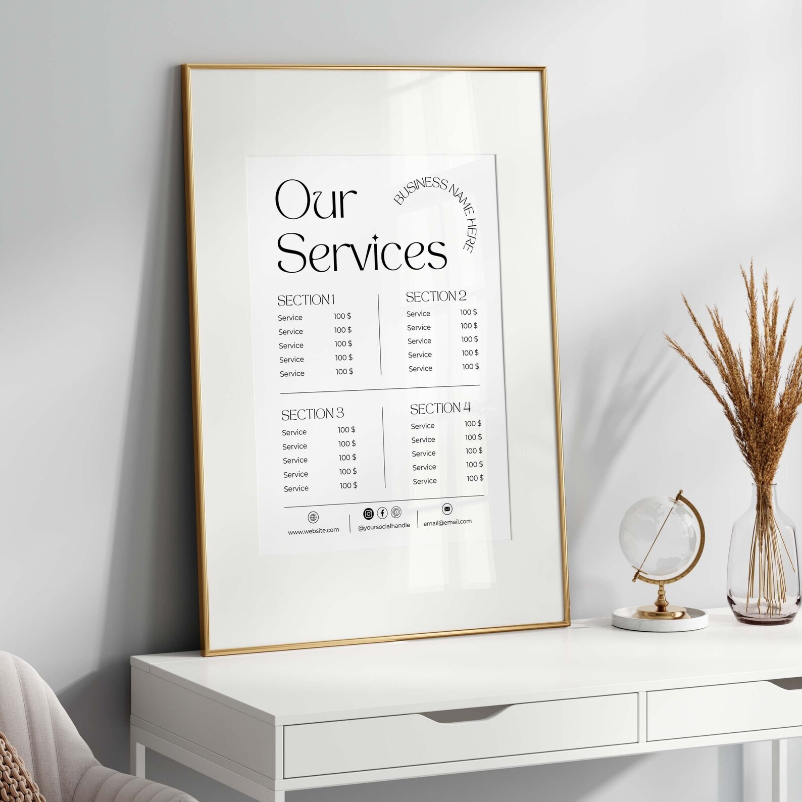 Editable Price List Template, Printable Price Guide, Digital Price List ...