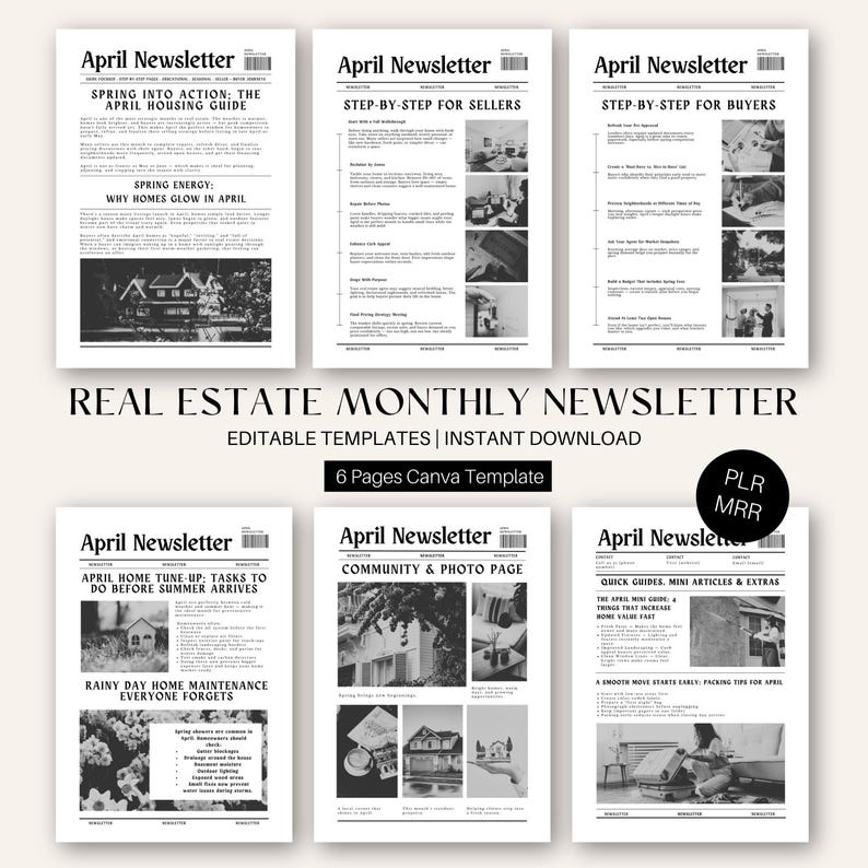 April Real Estate Newspaper Canva Template, Monthly Newsletter ...