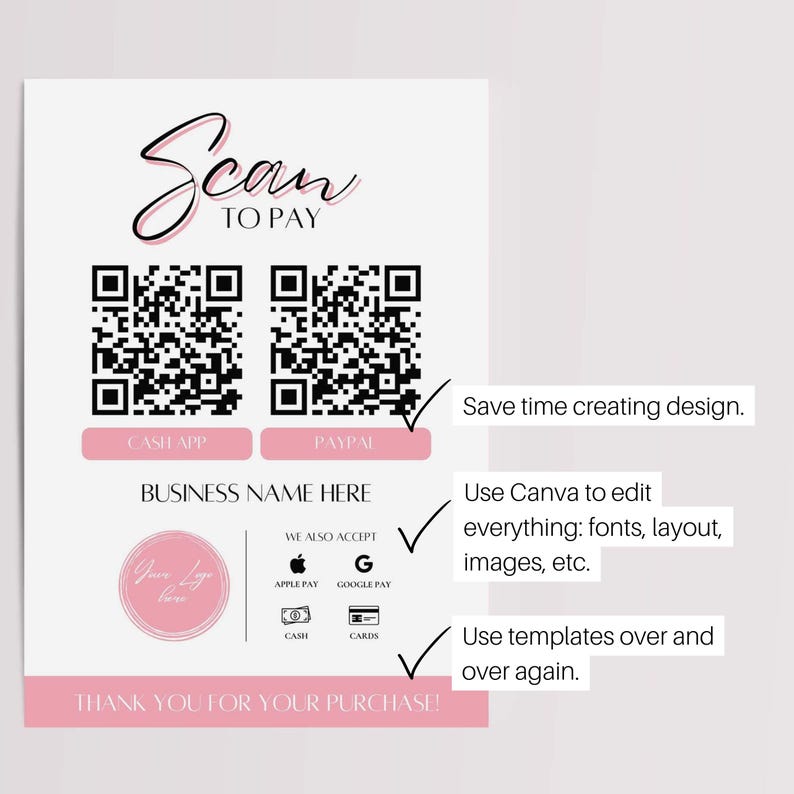 Modelo de sinalização editável para pagamento por QR Code no Canva ...
