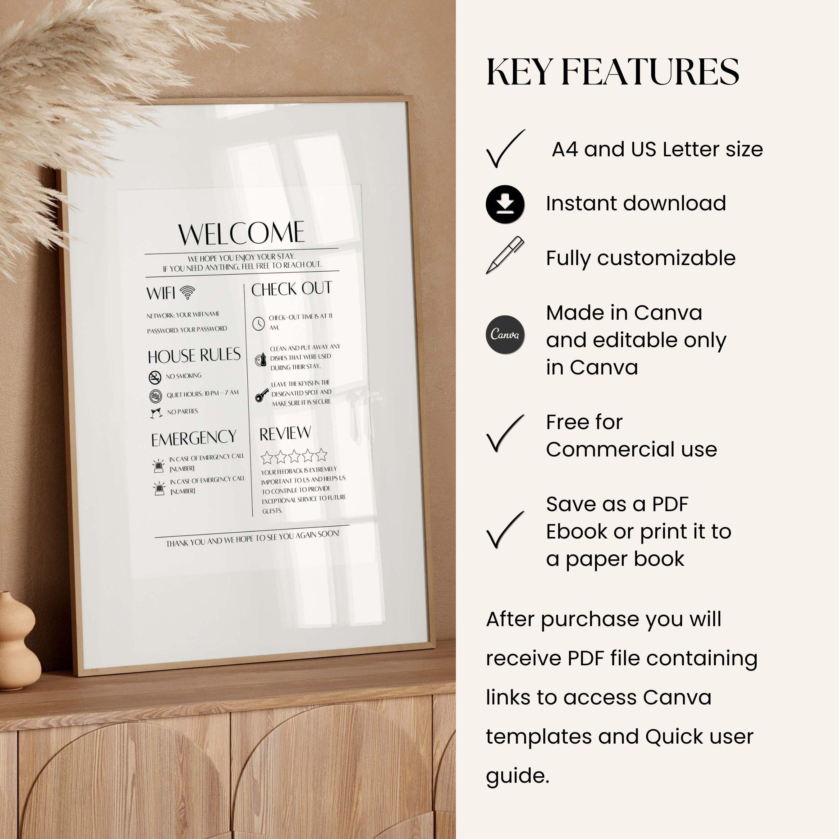 Welcome Sign Canva Template, Vacation Rental Welcome, Guest Arrival ...