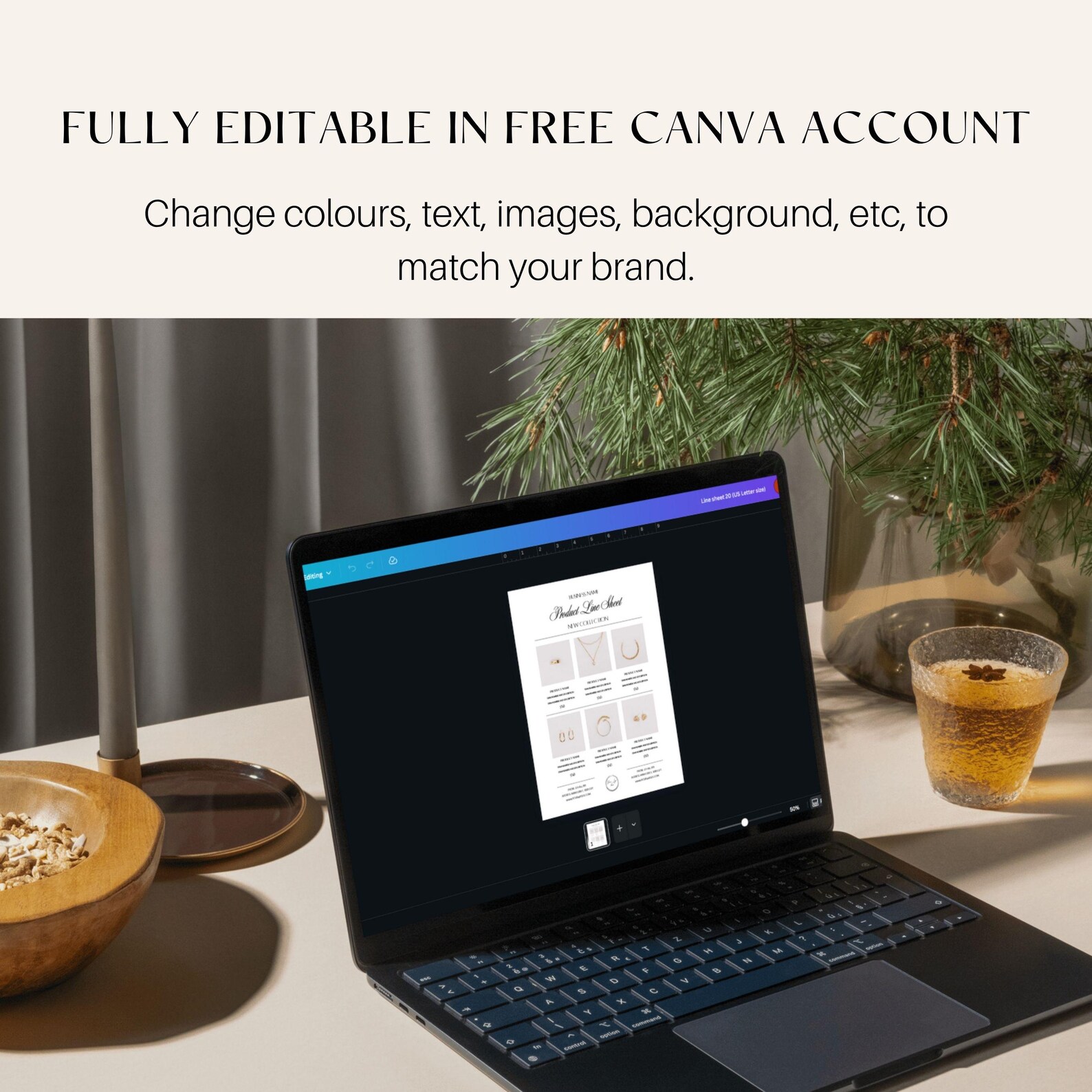 Stylish Jewelry Line Sheet Canva Template, One Page Wholesale Catalog ...