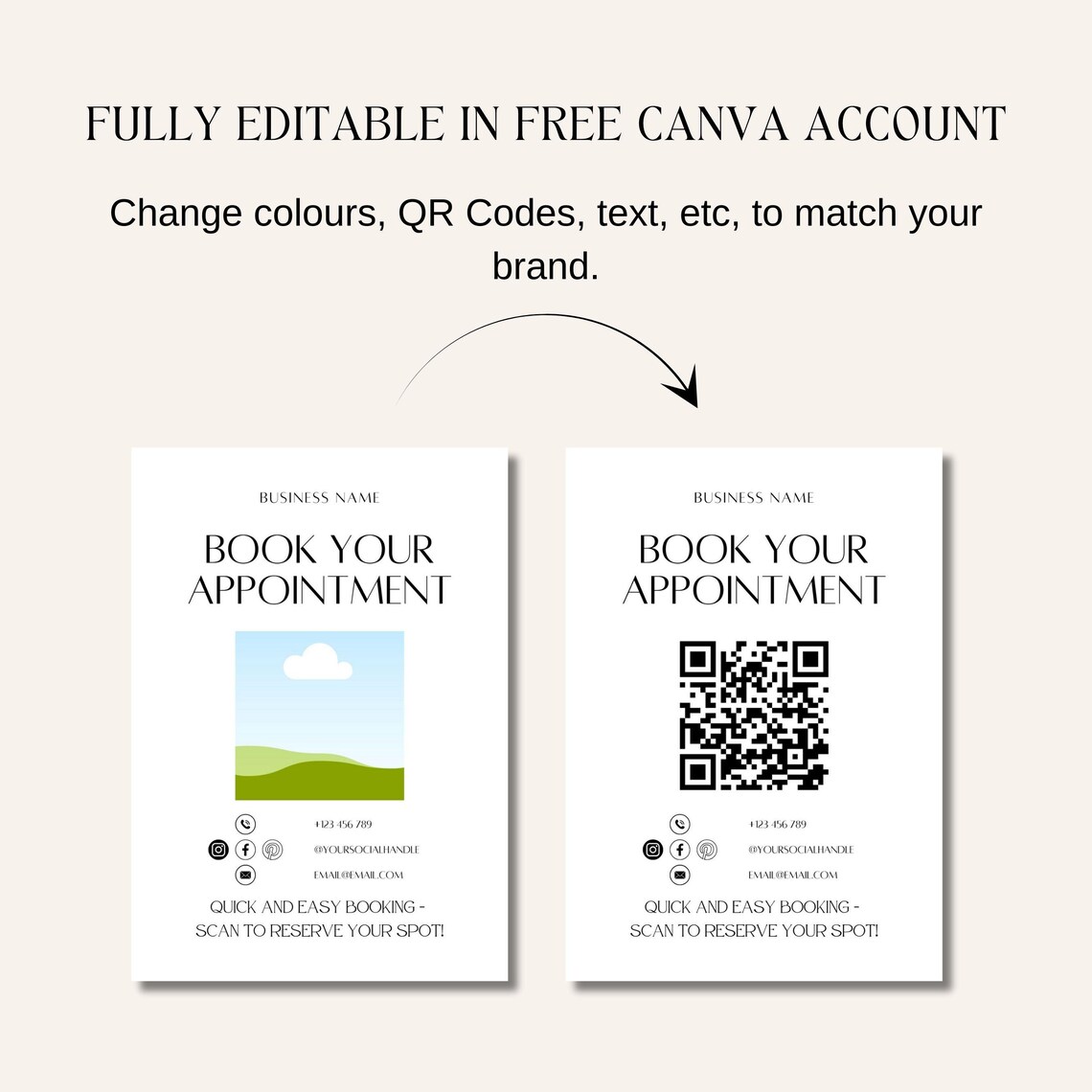 Small Business Sign Canva Template Editable Scan to Book, Printable ...
