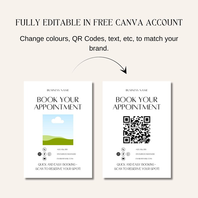 Small Business Sign Canva Template Editable Scan to Book, Printable ...