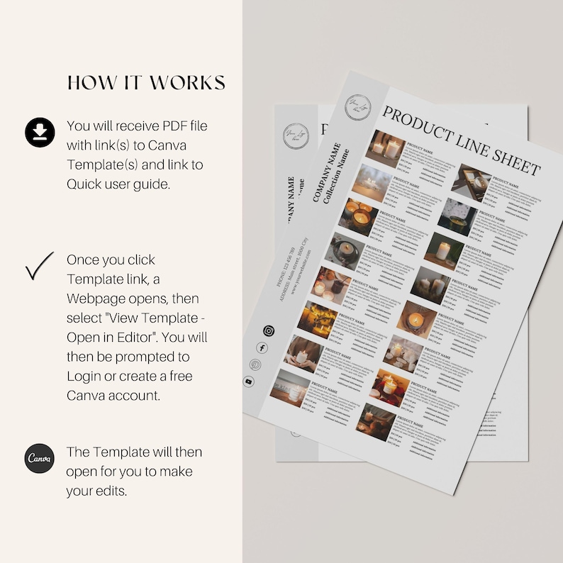 Candle Business Line Sheet Canva Template, One Page Wholesale Product ...
