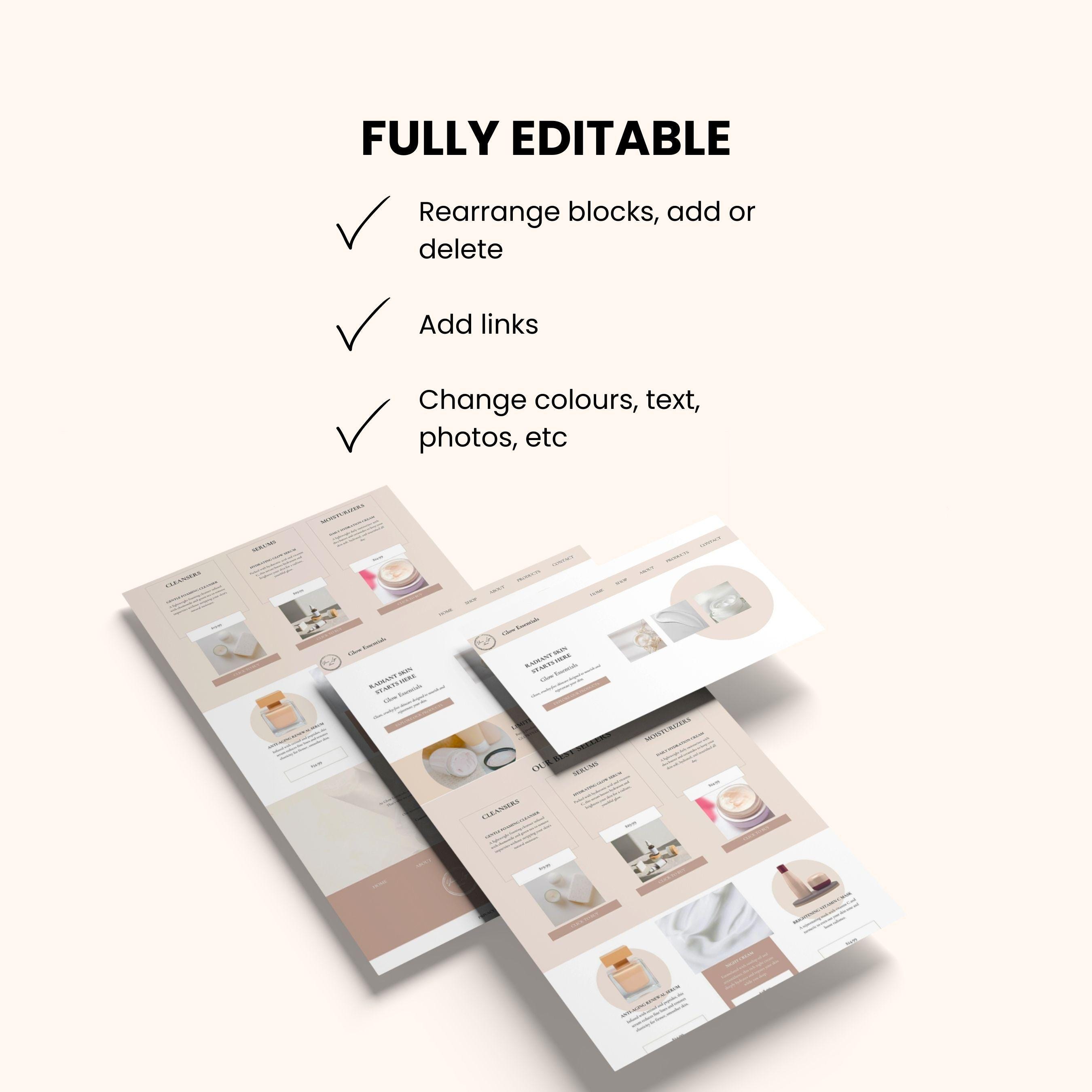 Product Based Website Canva Template, Landing Page Canva Template ...