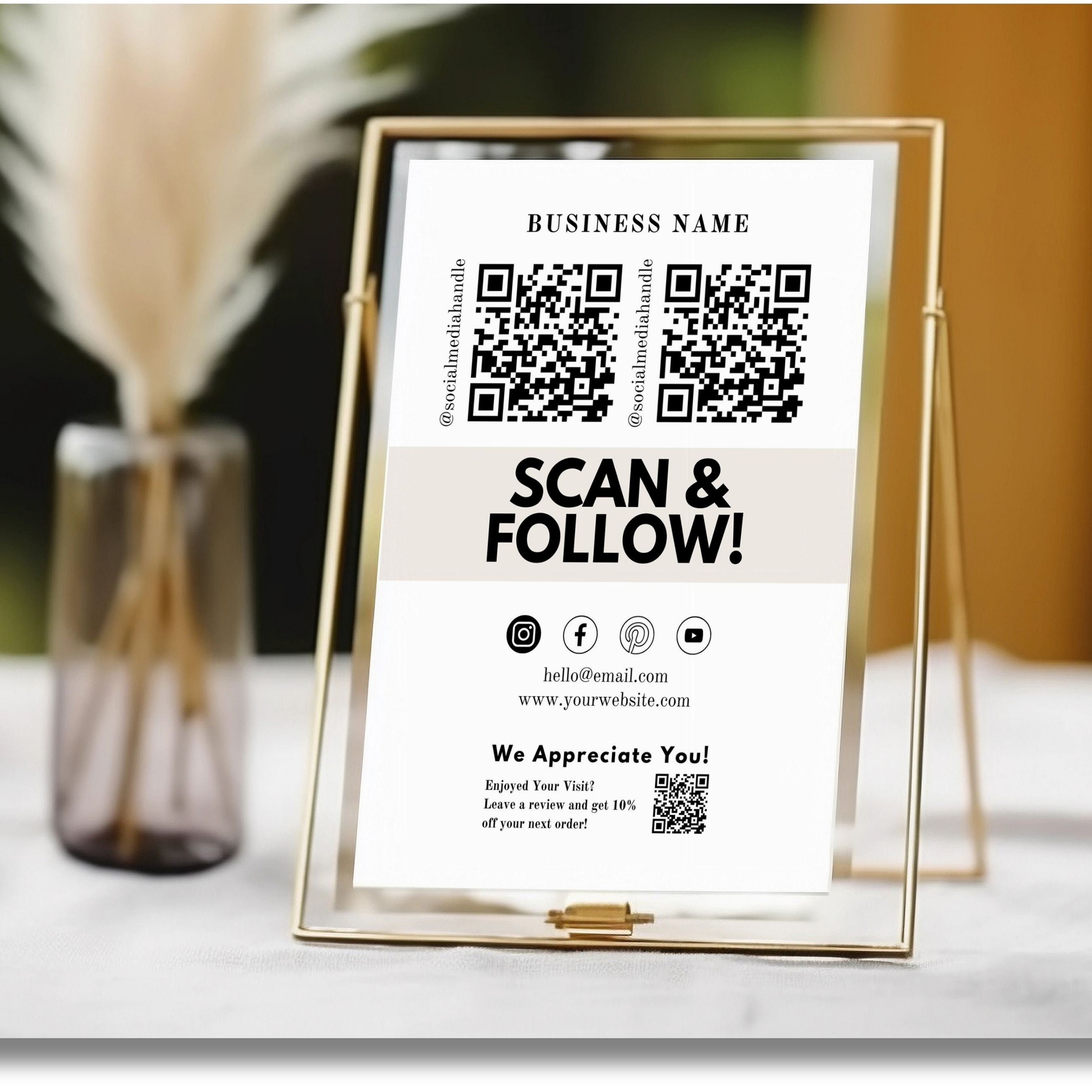 Follow Us Poster Template, Canva Social Media Printable Sign, Small ...