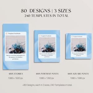 80 Blue Instagram Posts Bundle, Instagram Story Templates, Elegant ...