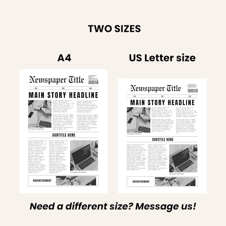 Newspaper Canva Template, Newspaper Printable, Business Editable ...