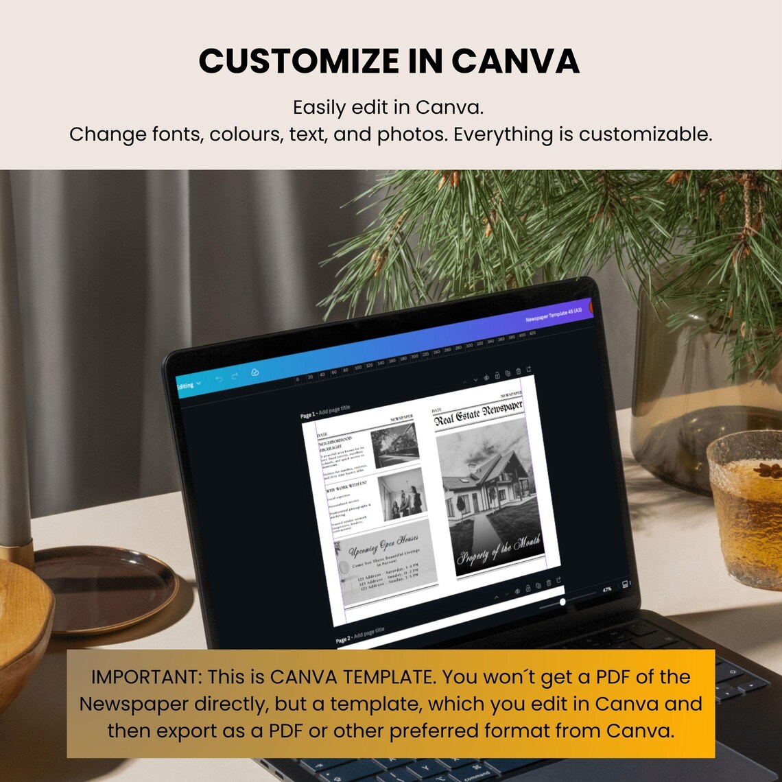 Editable Real Estate Newspaper Canva Template, A4, A3, US Letter ...