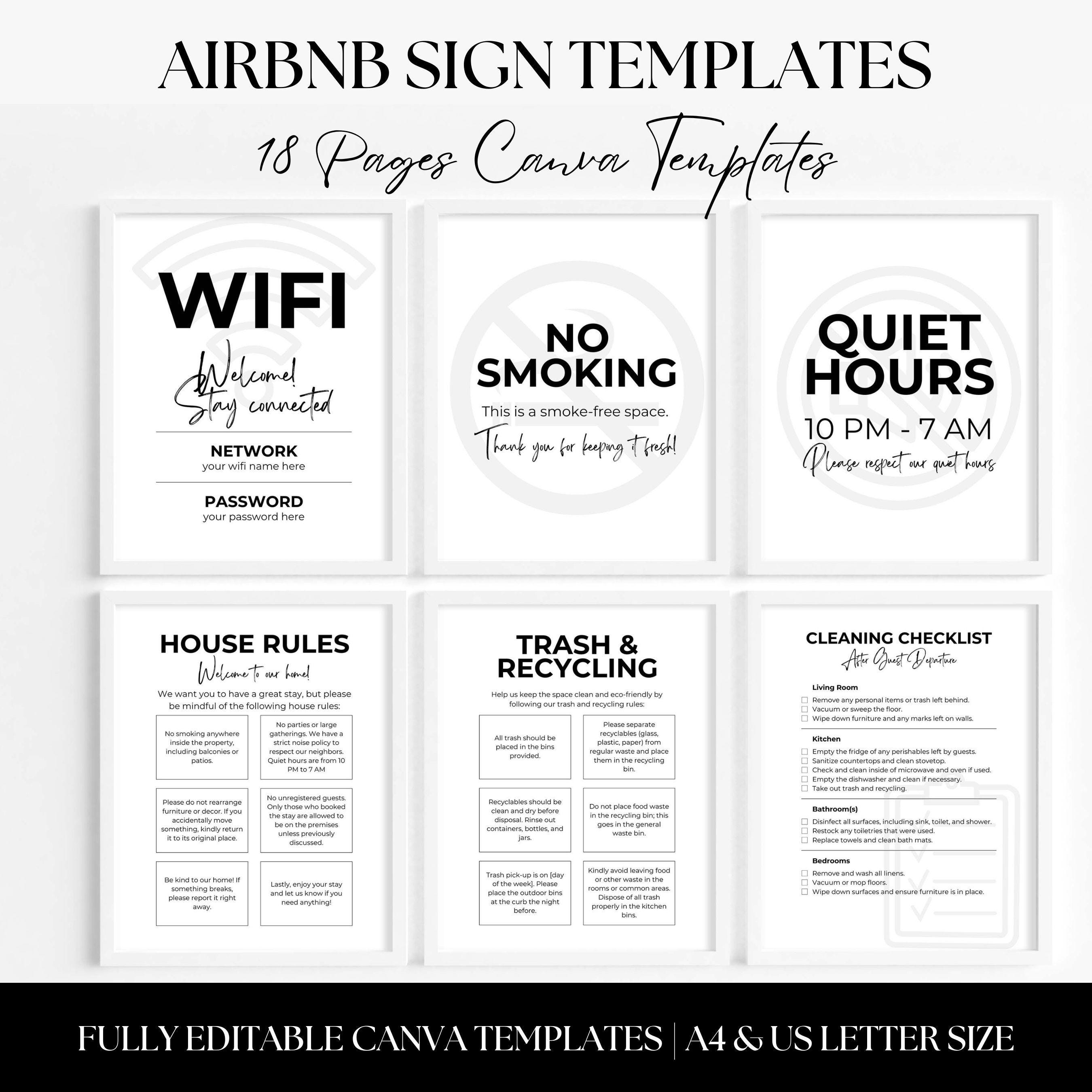 Vacation Rental Sign Template Bundle Airbnb Welcome Sign, Airbnb Host ...