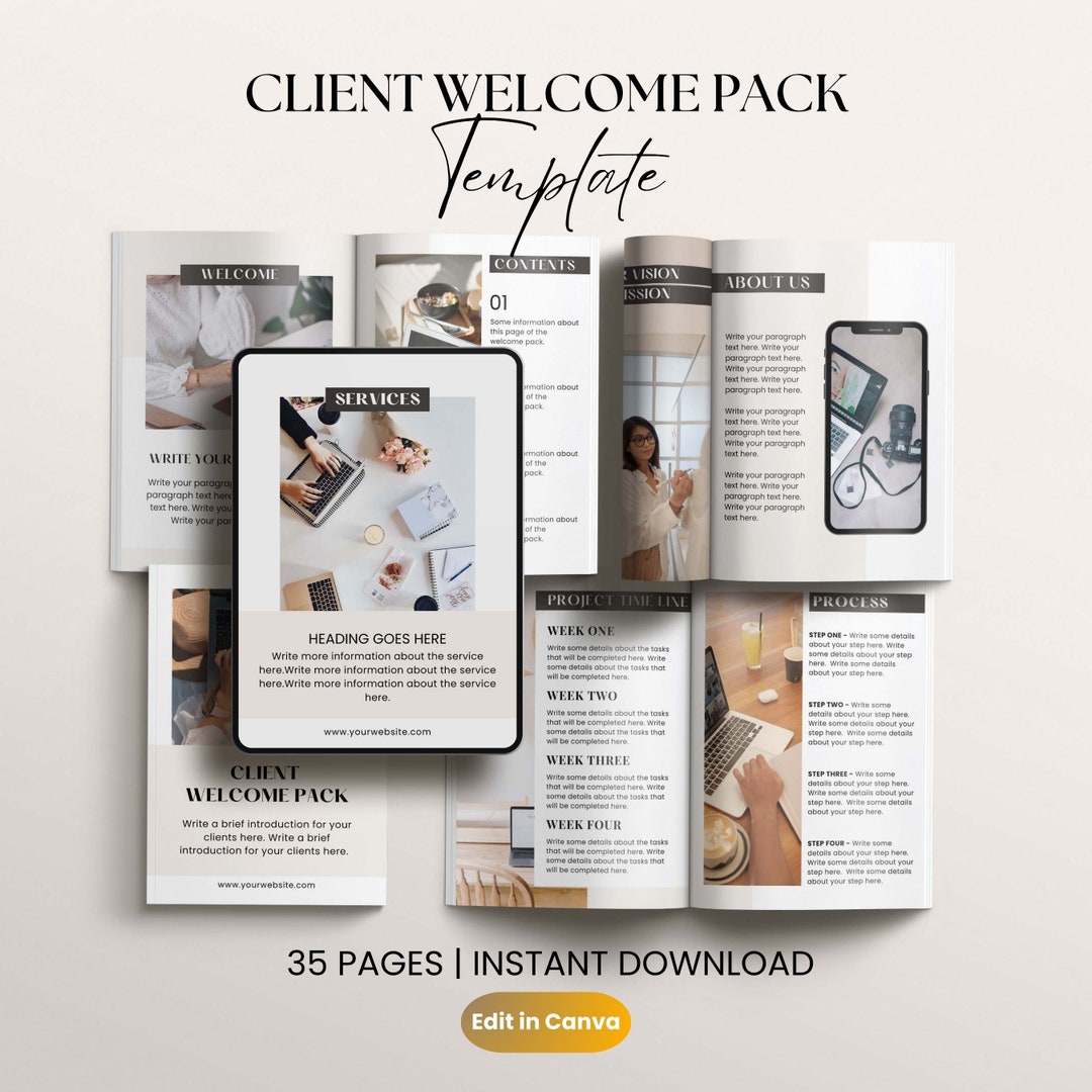 Editable Client Welcome Pack Canva Template Customizable Welcome Kit ...