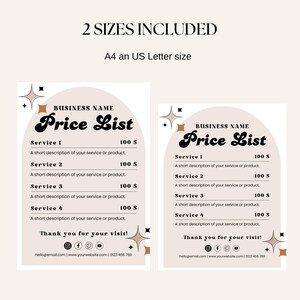Retro Price List Canva Template, Printable Payment Sign, Editable ...