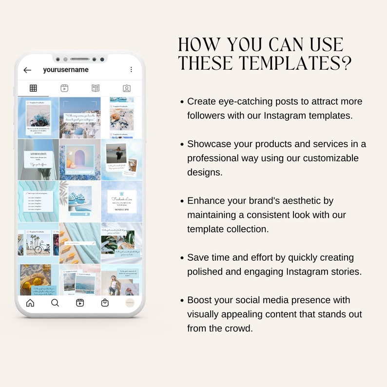80 Blue Instagram Posts Bundle, Instagram Story Templates, Elegant ...