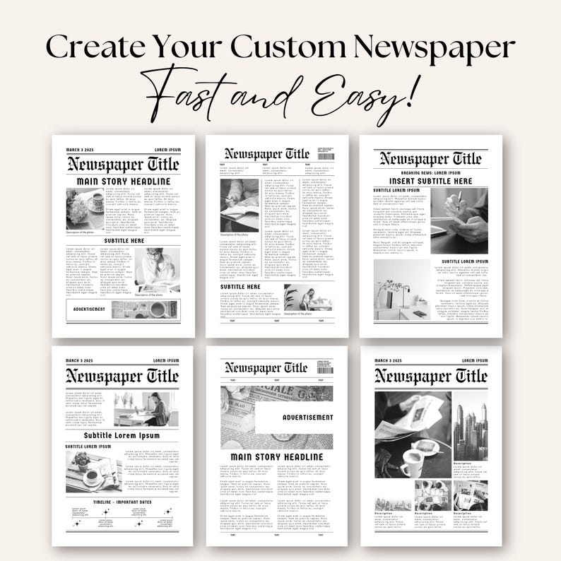 Editable Retro Newspaper Template MRR PLR, Editable Canva Template, A4 ...
