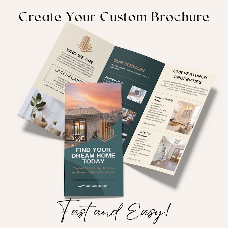 Real Estate Trifold Brochure Canva Template, Property Listing, Agent ...