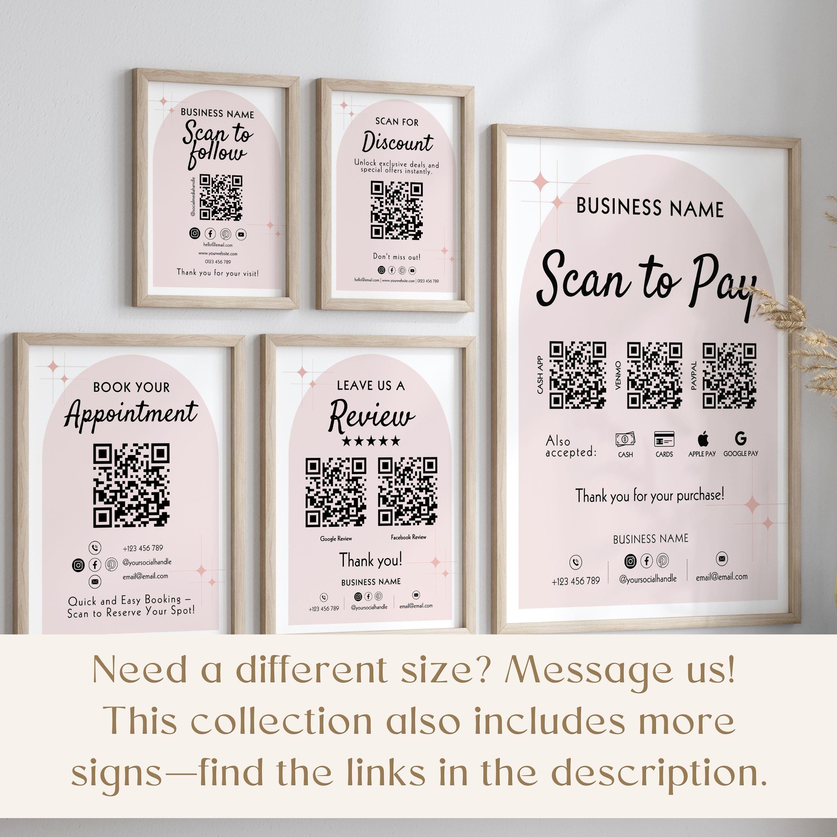 Discount Sign Canva Template, Pink Editable Business QR Code Sale Sign ...