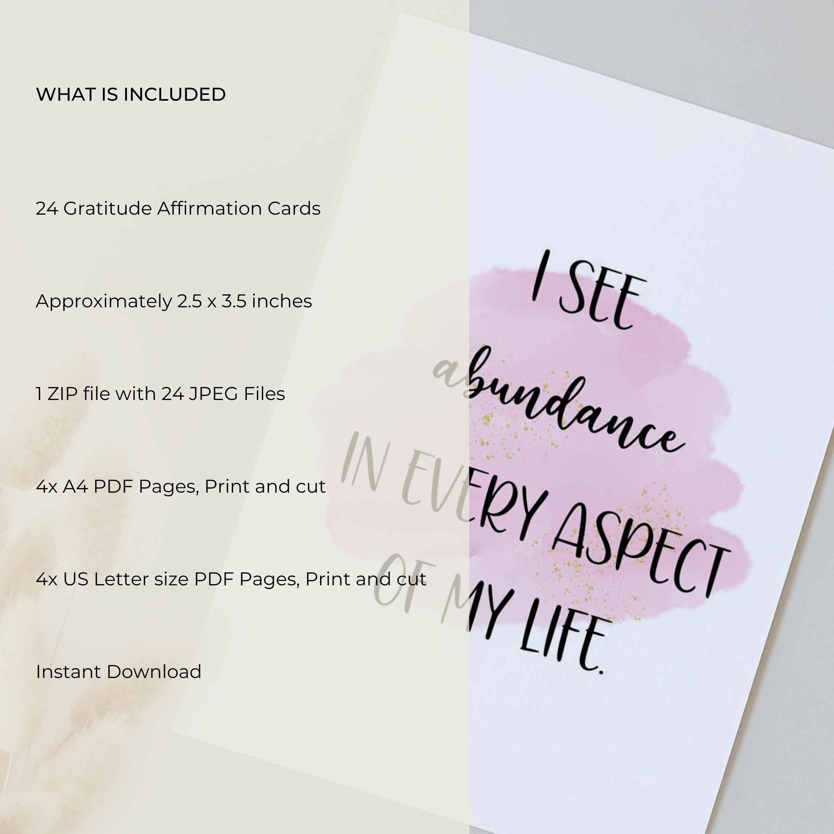 Gratitude Affirmation Cards Printable Daily Gratitude Card of Gratitude ...