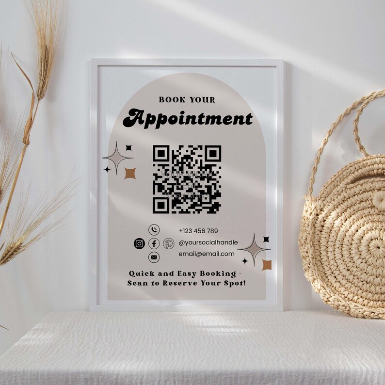 Retro Business Sign Canva Template, Editable Scan to Book, Printable ...