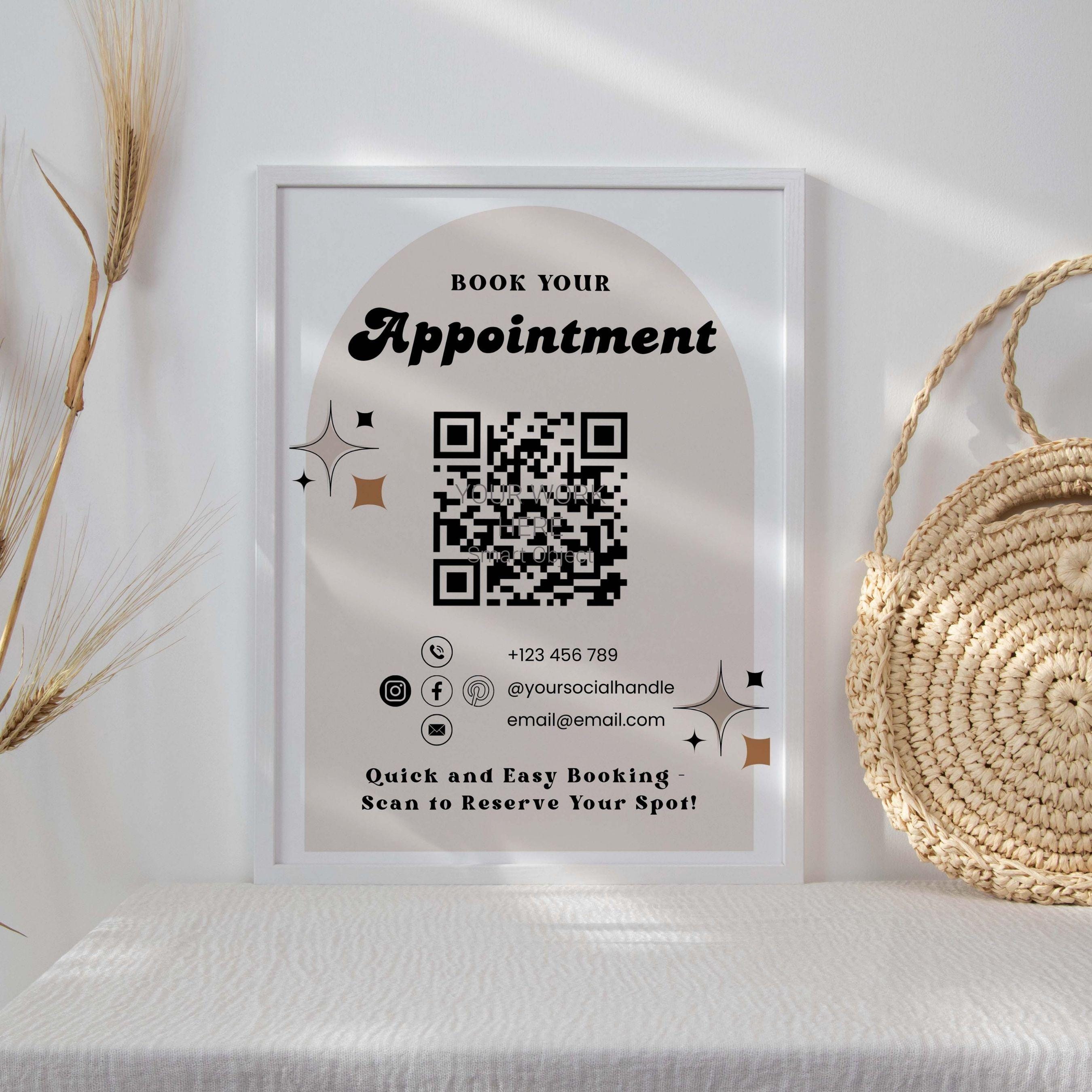 Retro Business Sign Canva Template, Editable Scan to Book, Printable ...