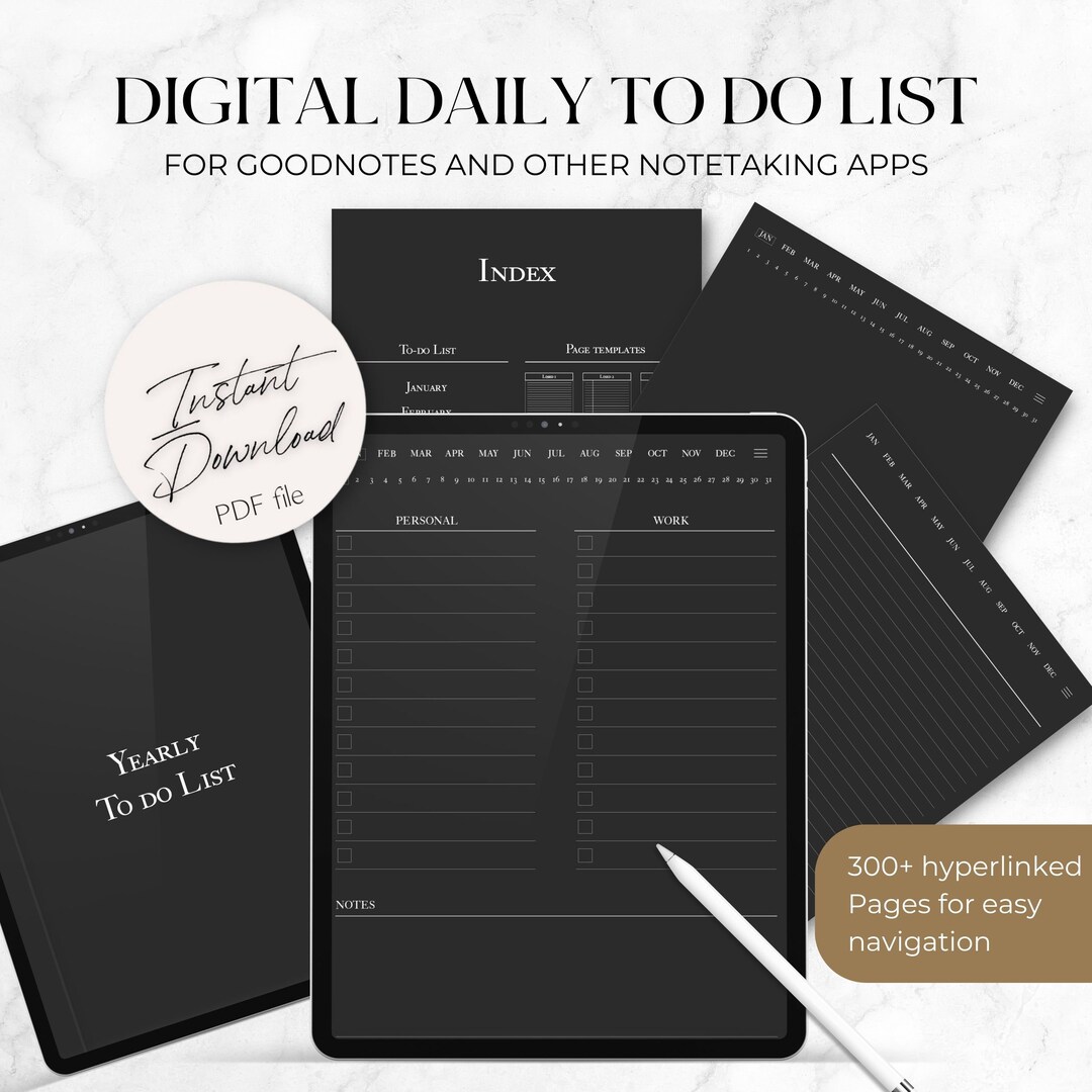 Digital Checklist for Goodnotes to Do List Digital Hyperlinked Daily ...