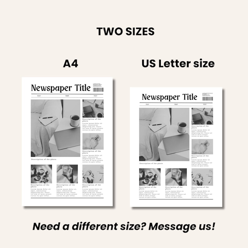 Newspaper Template, Canva Newspaper Printable, Editable Vintage ...