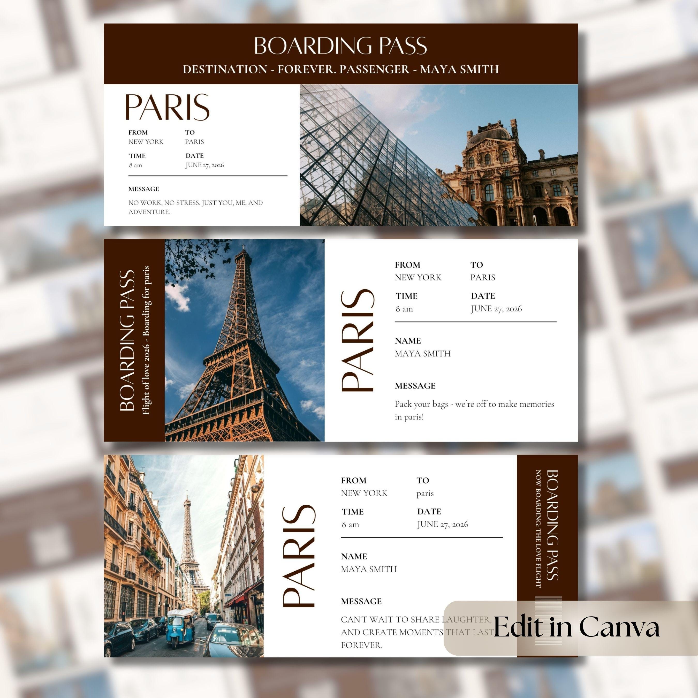 Boarding Pass Canva Template, Custom Editable Ticket, Printable Airline ...