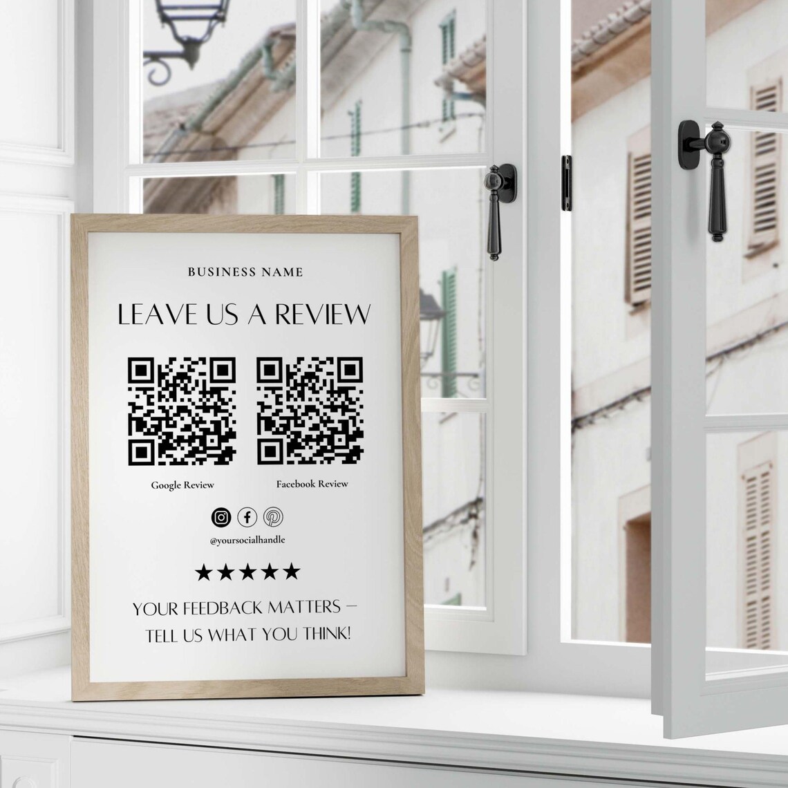 Leave Us a Review QR Code Sign Canva Template, Google Review Sign ...