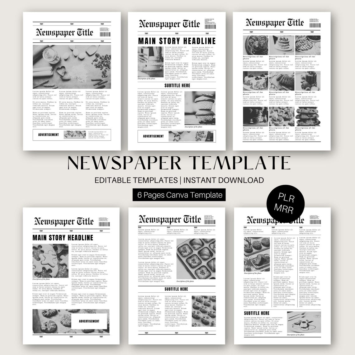 Bakery Newspaper Canva Template | Small Business Newsletter | Editable ...