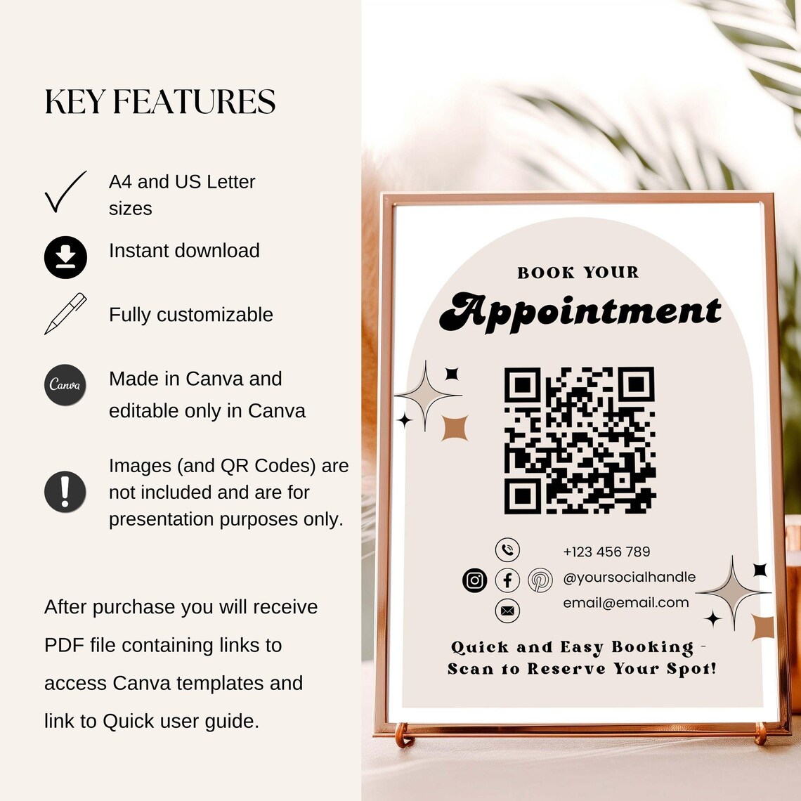 Retro Business Sign Canva Template, Editable Scan to Book, Printable ...