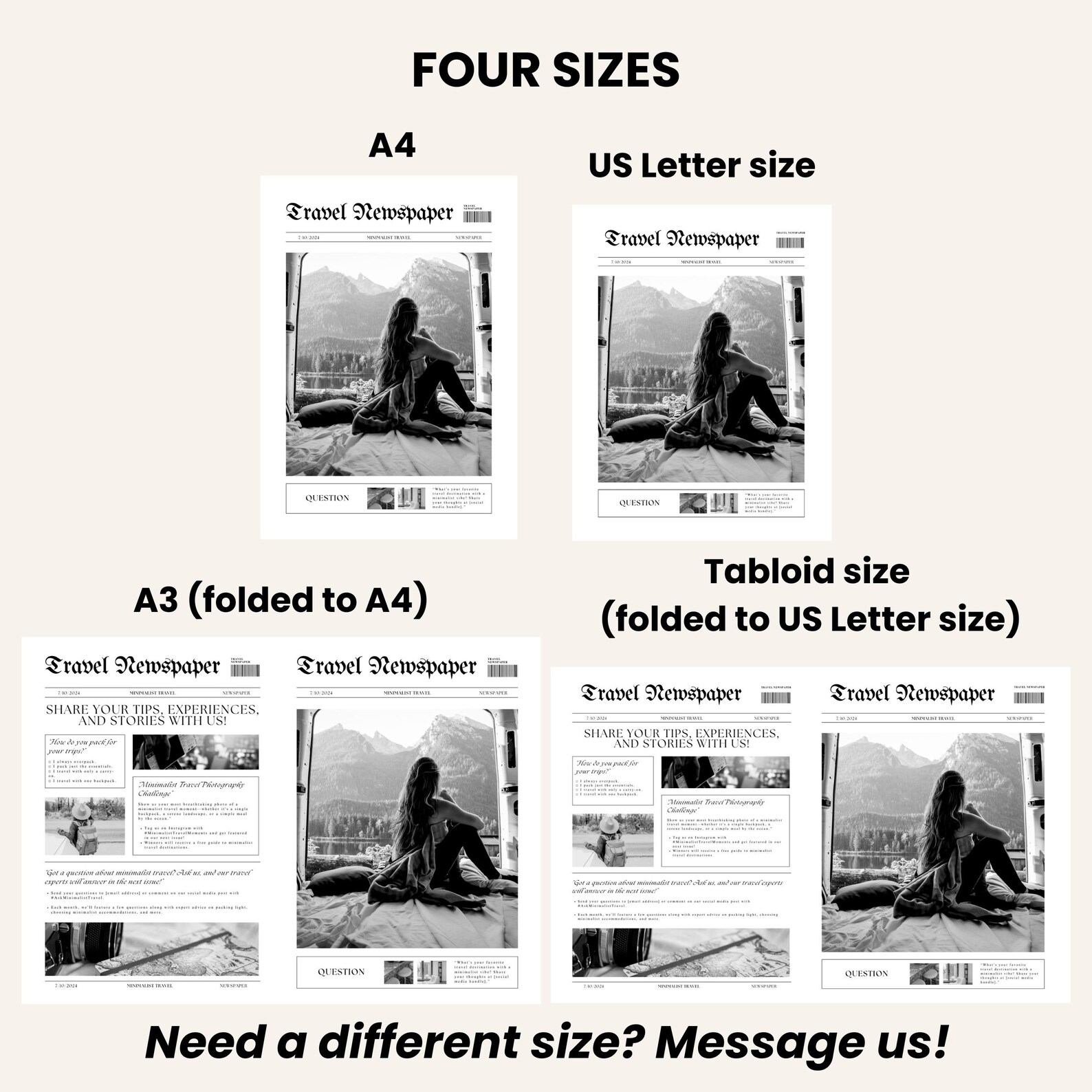 Newspaper Canva Template, Travel Newspaper Printable, Editable ...