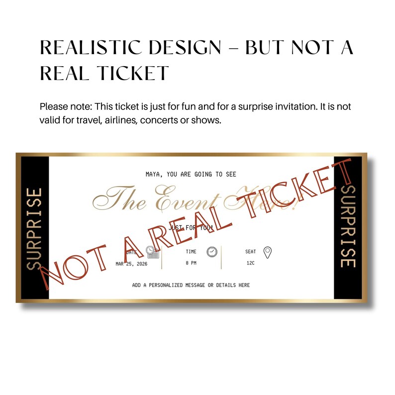 Concert Ticket Canva Template, Editable Event Entry Pass 7x3 Inches ...