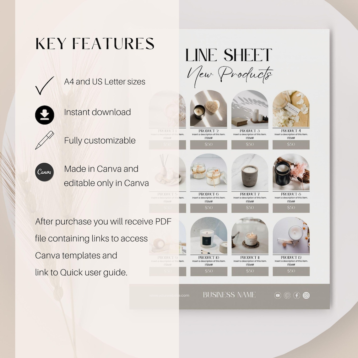 Sleek Design One-page Canva Sheet, Professional Look Line Sheet ...