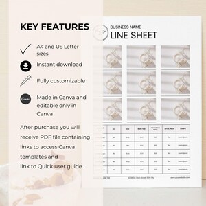 One Page Line Sheet Canva Template, Product Catalog Sheet, Editable ...