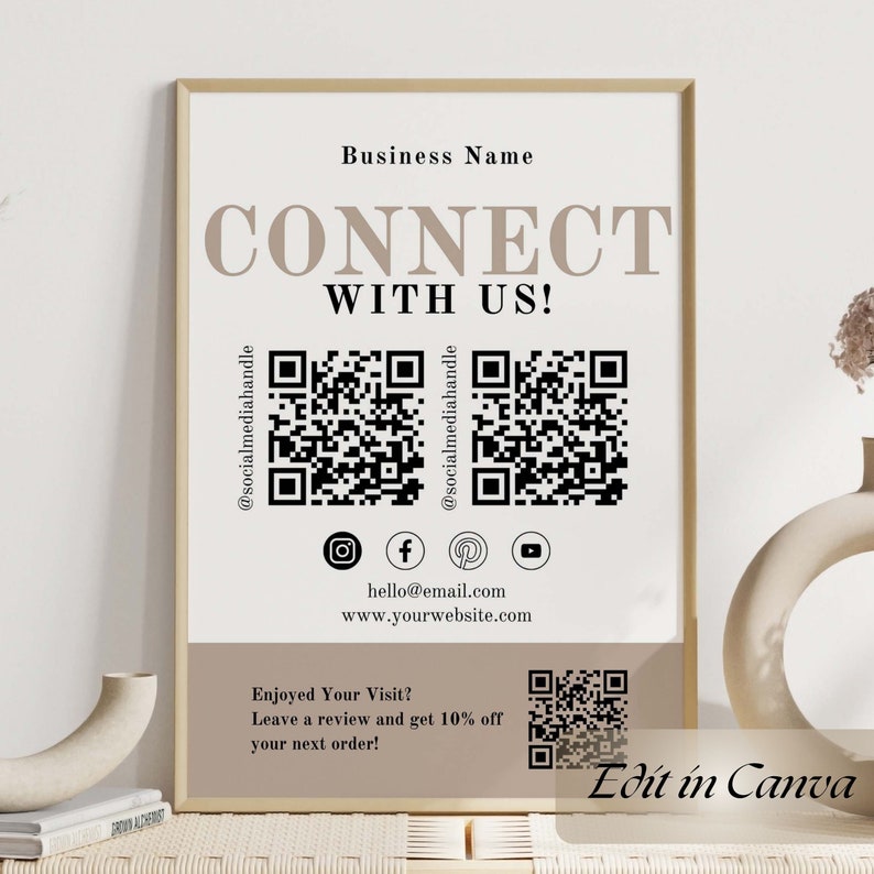 Connect With Us Printable Sign, Social Media Sign, Small Business Sign ...
