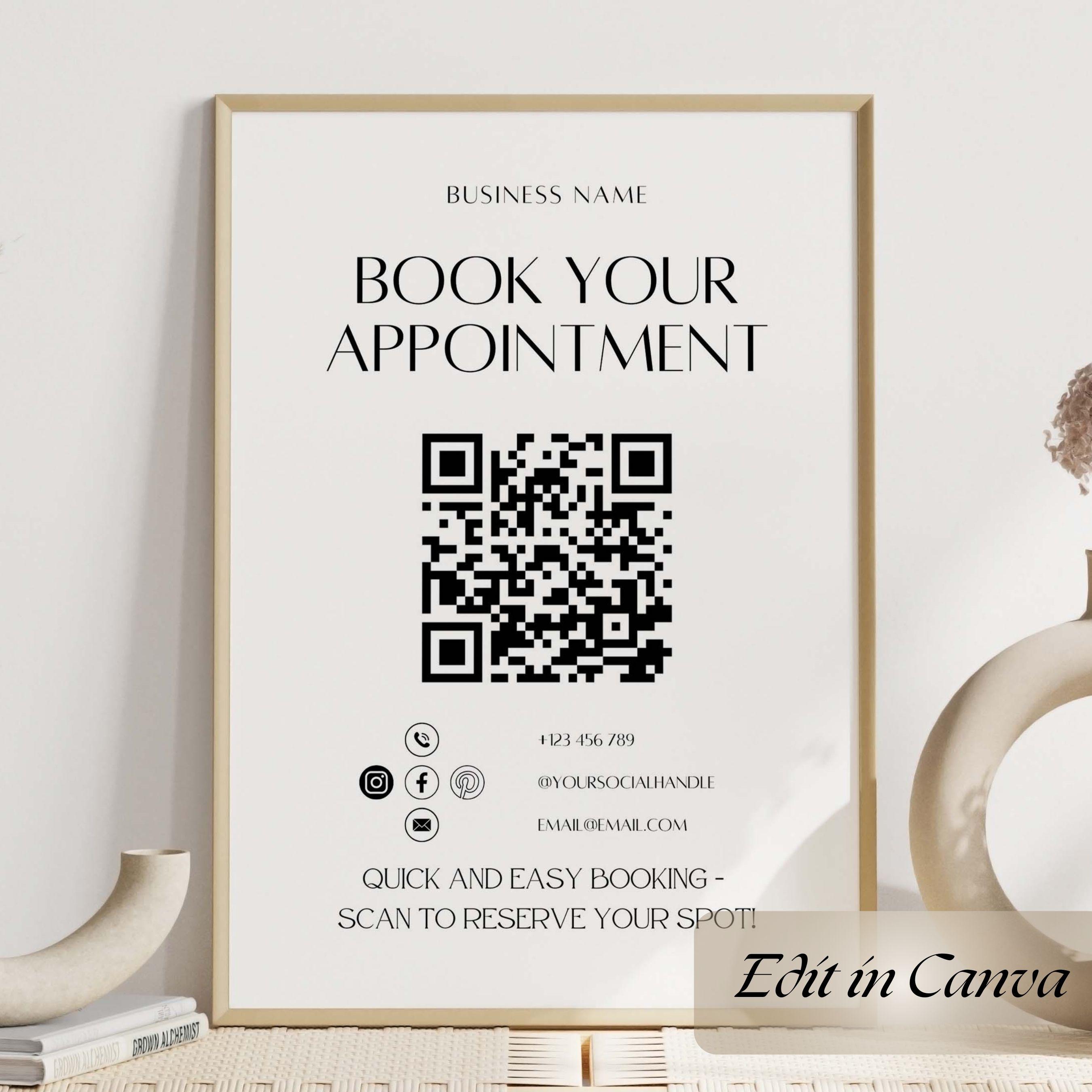 Small Business Sign Canva Template Editable Scan to Book, Printable ...