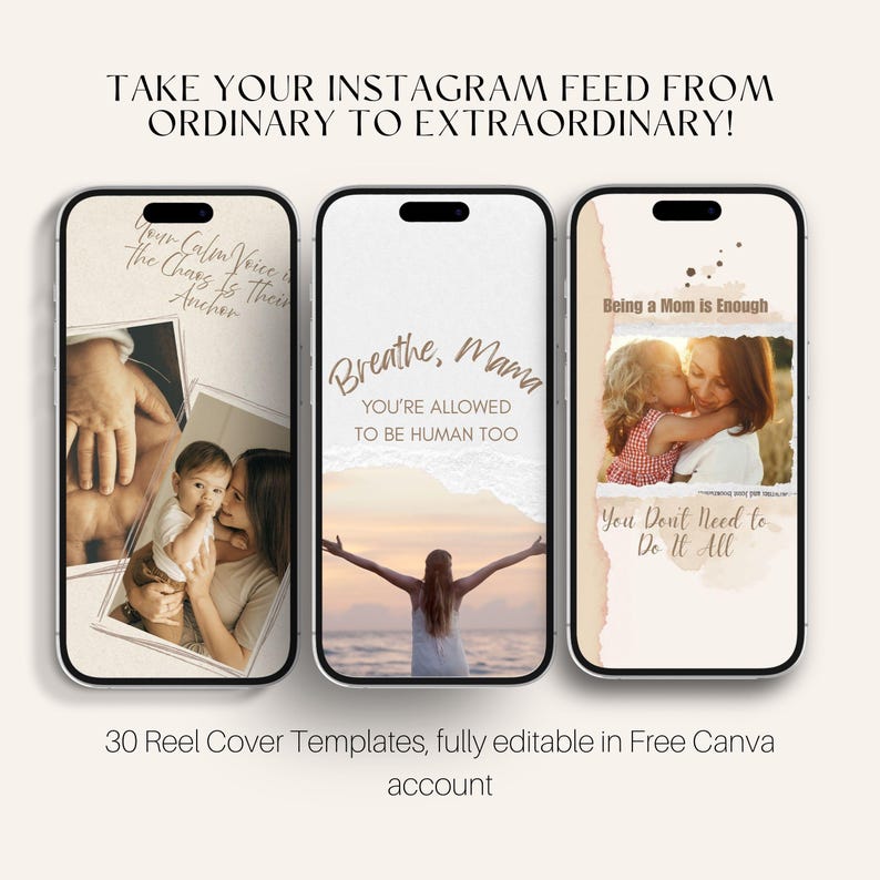 30 Mom Life Instagram Reel Covers, Canva Templates for Busy Moms ...