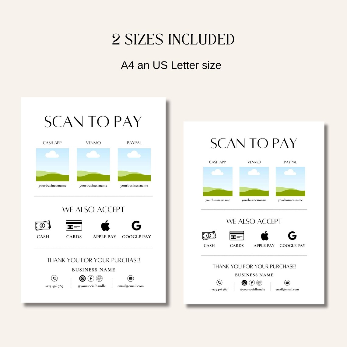 Editable Scan to Pay Sign QR Code Sign Template Canva, Printable ...