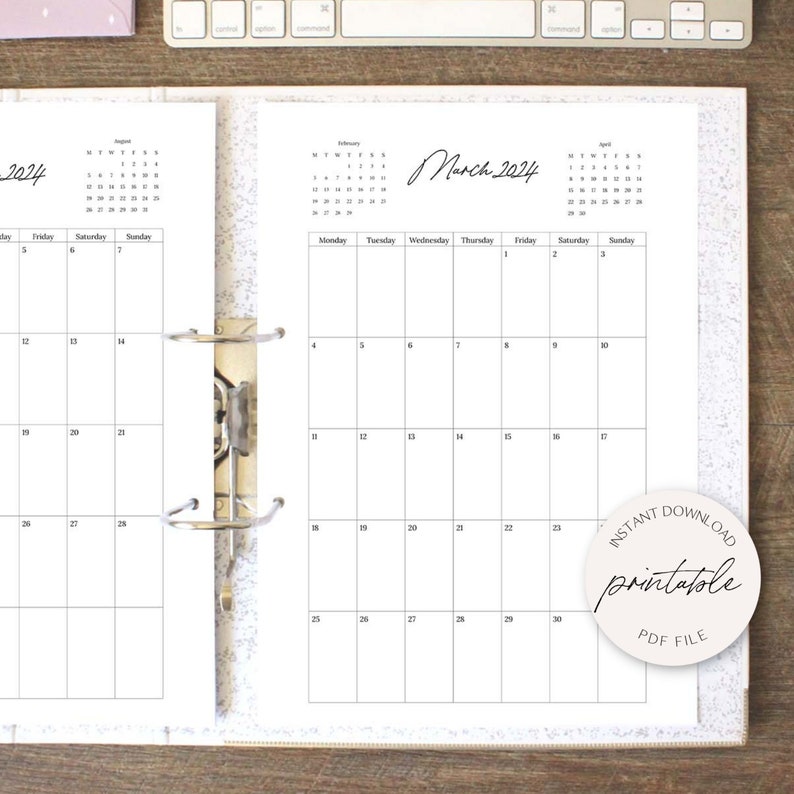 2024 Calendar & 2024 Planner: Year at a Glance, Dated Monthly Pages ...