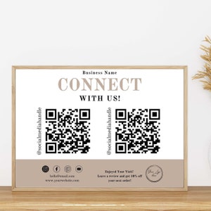 Connect With Us Printable Sign, Social Media Sign, Small Business Sign ...
