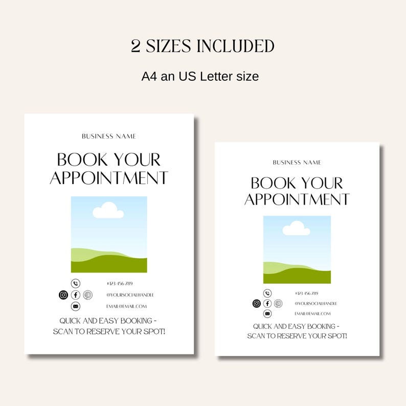 Small Business Sign Canva Template Editable Scan to Book, Printable ...