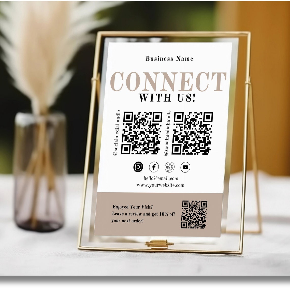 Connect With Us Printable Sign, Social Media Sign, Small Business Sign ...