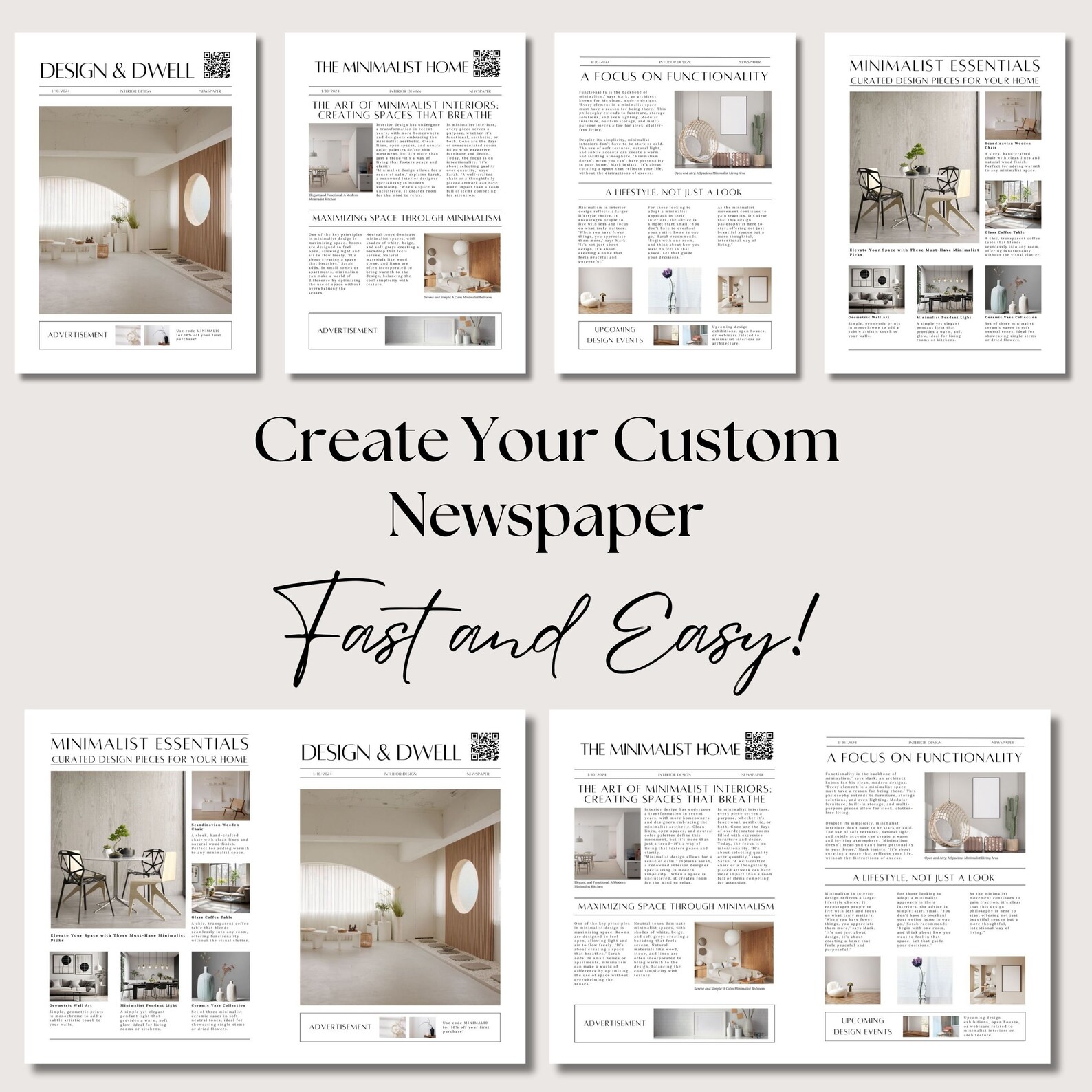 Newspaper Canva Template, Newspaper Printable, Interior Design ...