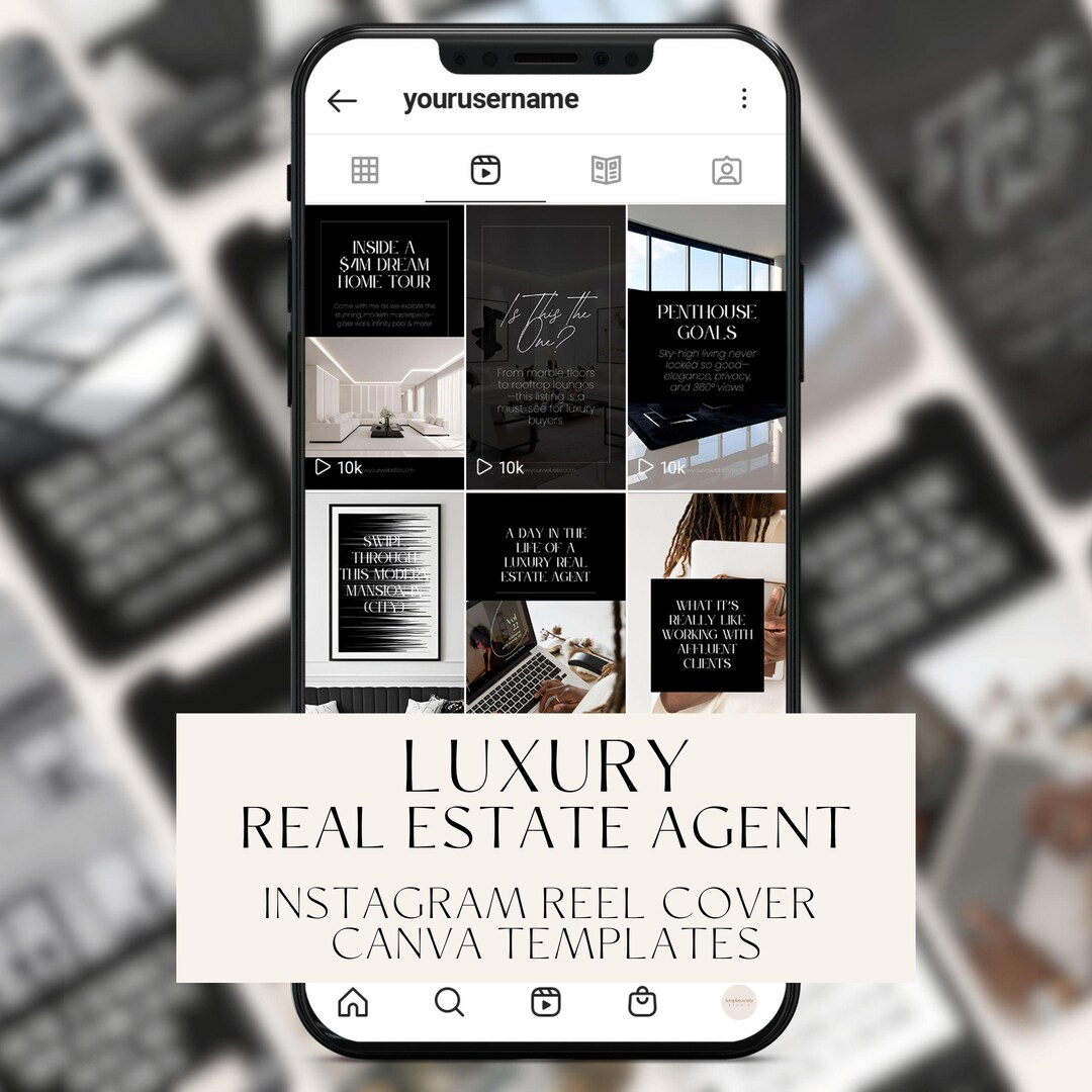 Dark Elegance 20 Luxury Real Estate Instagram Reel Cover Canva ...