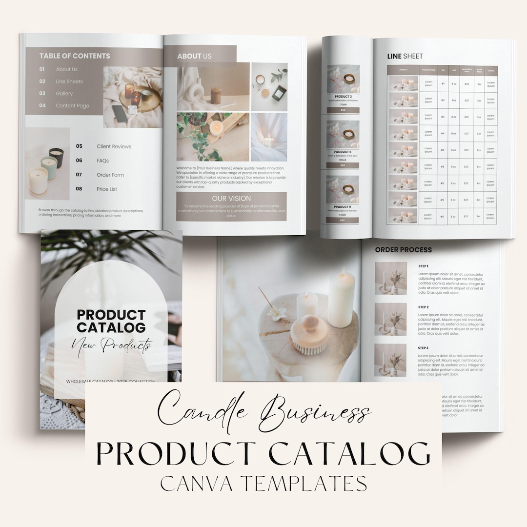 Candle Product Catalog Canva Template, Line Sheet and Price List for ...