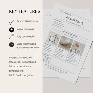 One Page Line Sheet Canva Template, Product Catalog, Editable Sell ...