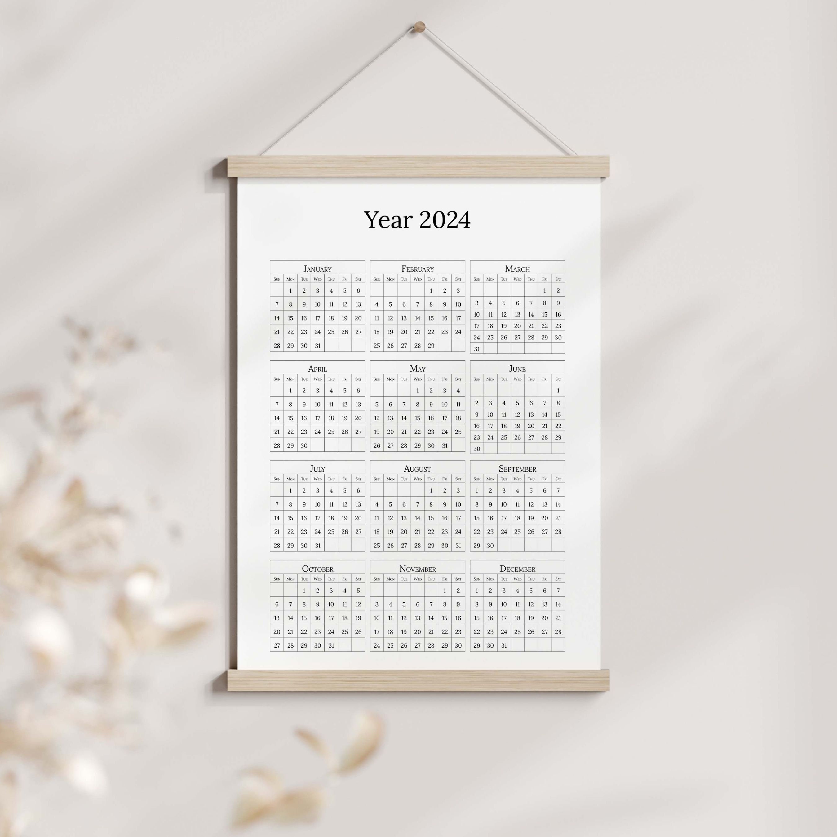 2024 Printable Calendar Dated Calendar Desk Calendar - Etsy Australia