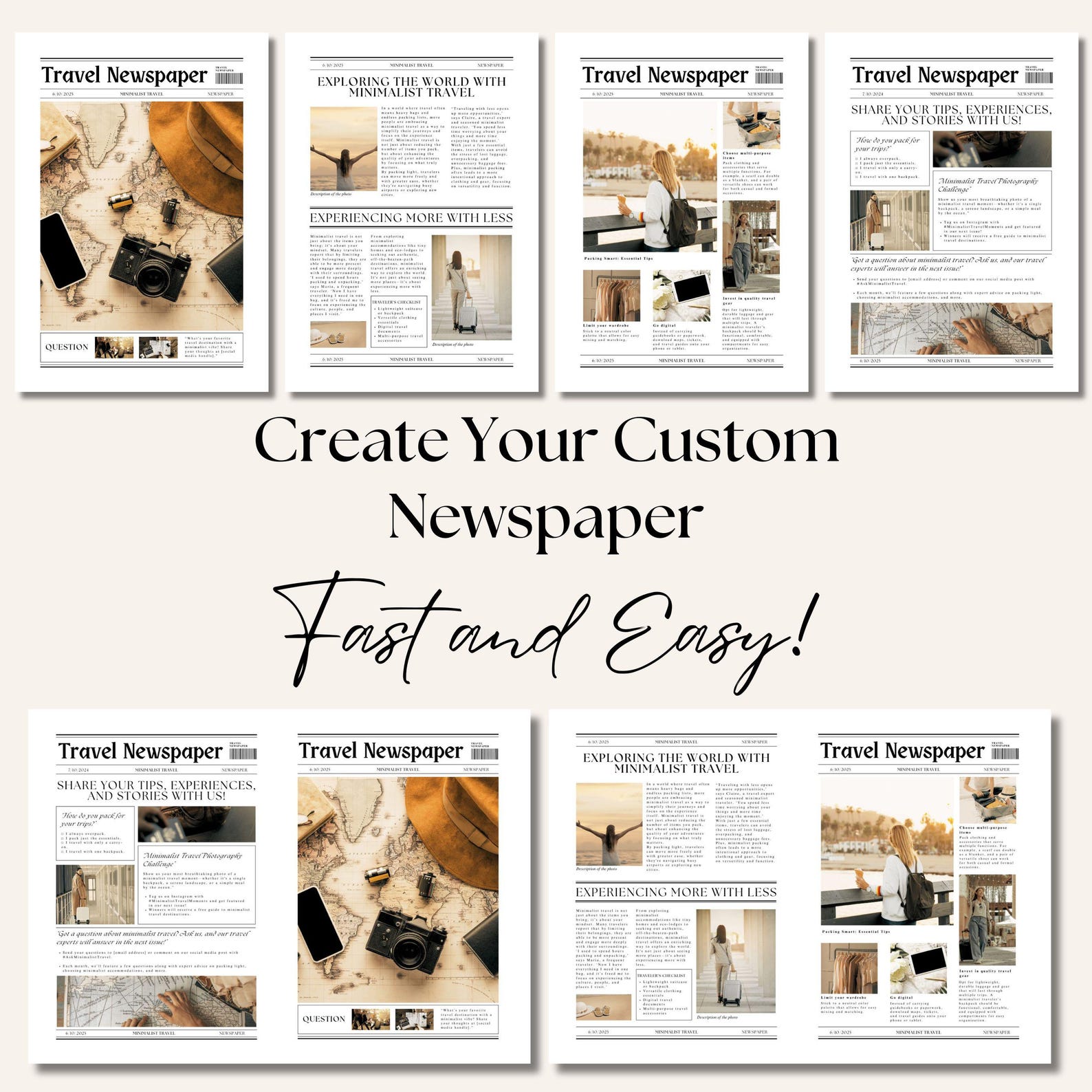 Travel Newspaper PLR MRR Canva Template, Editable Travel Brochure ...