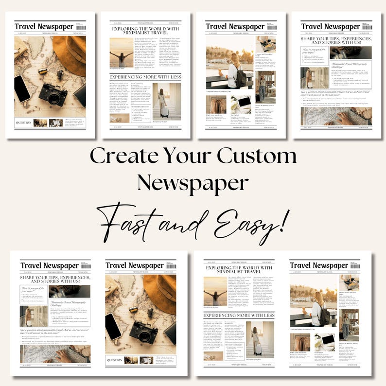 Travel Newspaper PLR MRR Canva Template, Editable Travel Brochure ...