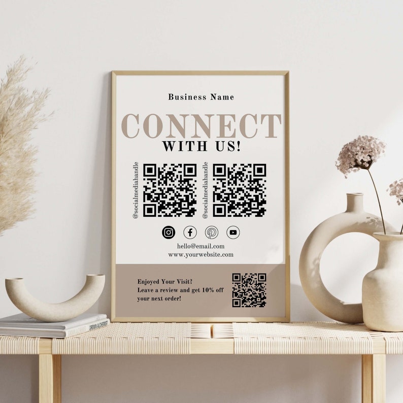 Connect With Us Printable Sign, Social Media Sign, Small Business Sign ...