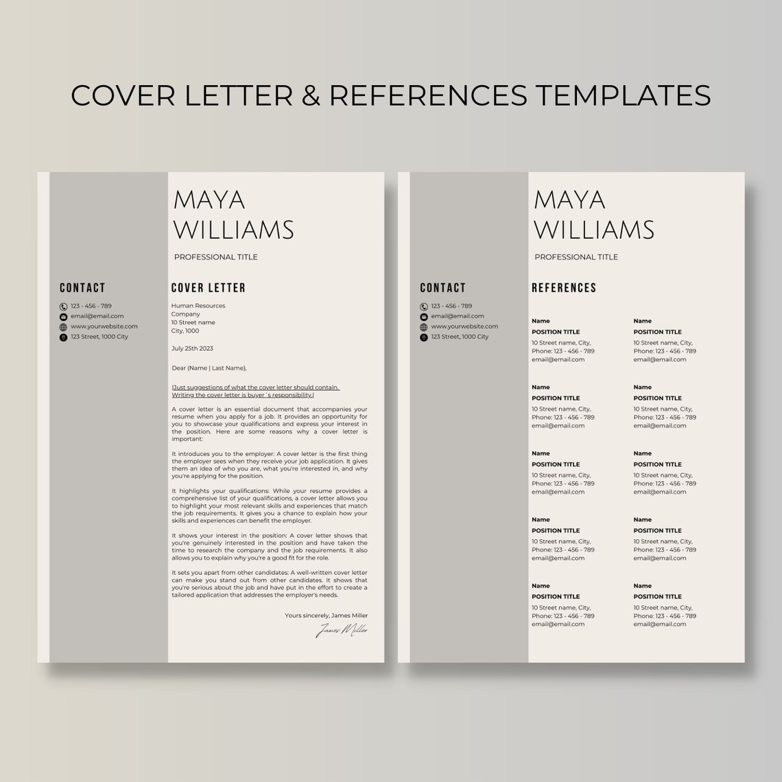 2 Page Resume Template, CV Template Canva, Cover Letter Template - Etsy ...